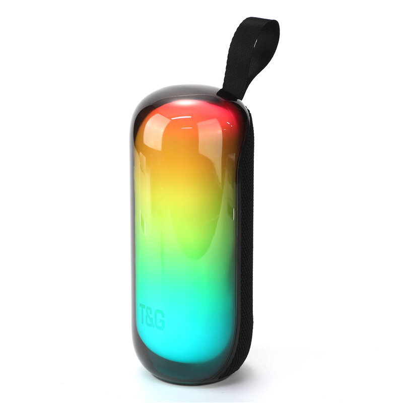 Портативный беспроводной динамик с RGB-подсветкой, мини-басом, слотом для карты - Черный