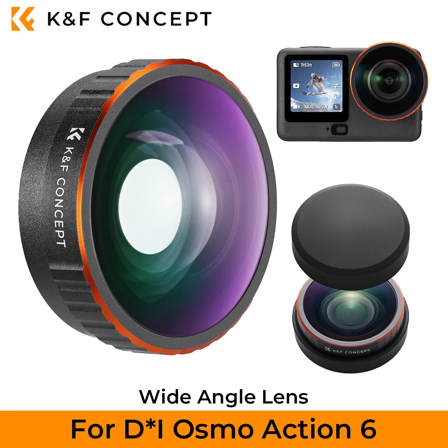 K&F CONCEPT Широкоугольный объектив для DJI Osmo Action 6 185°