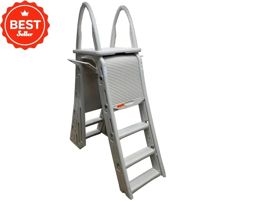 7200 Roll Guard 48" до 56" регулируемая безопасная лестница А-образной формы для надземного открытого патио бассейна, платформенная лестница