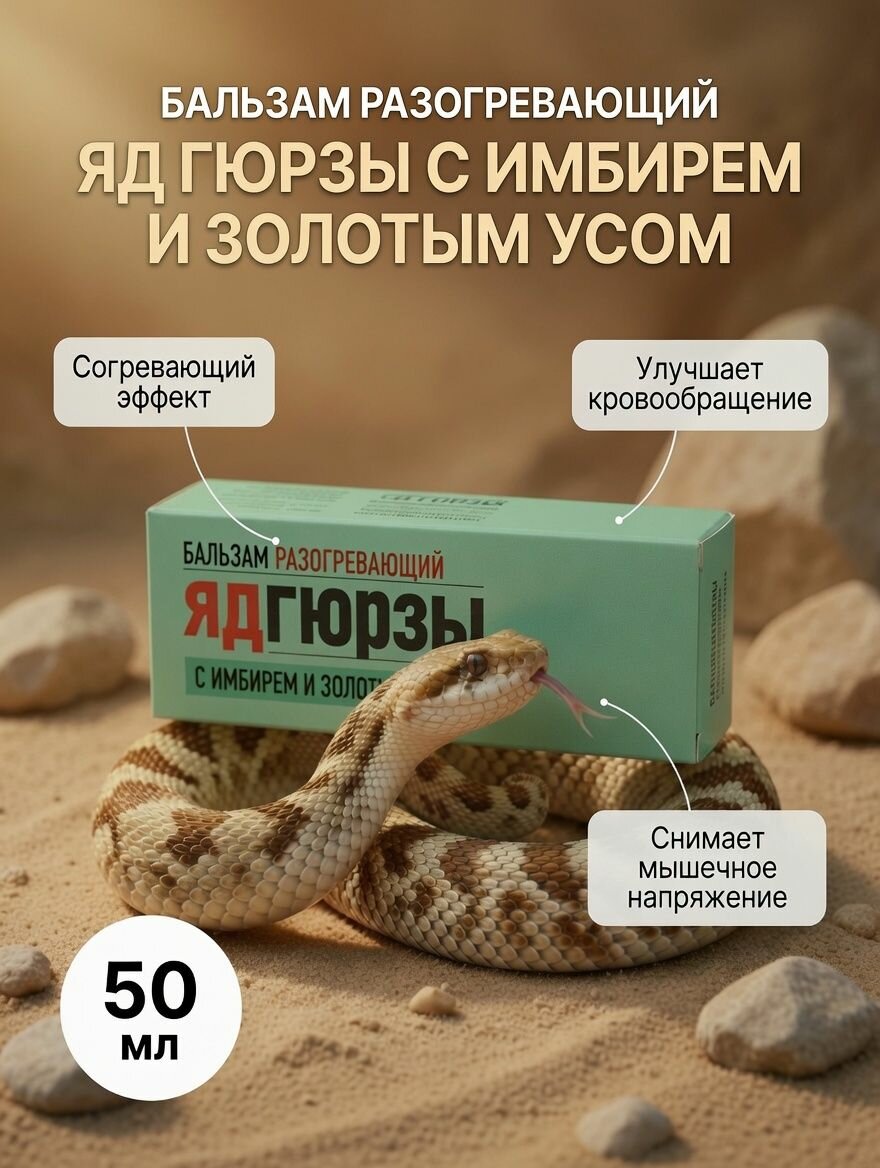 Бальзам "Яд гюрзы c имбирем и золотым усом"