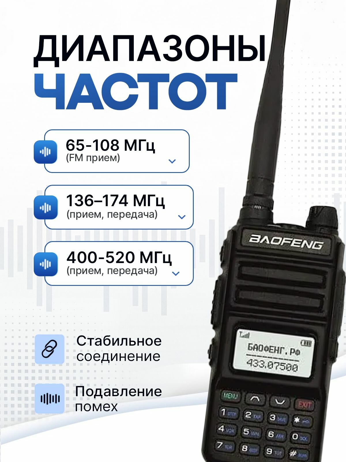 Рация Baofeng BF-UV13 5W IP54 1500 мАч Type-C Черный — фото 1