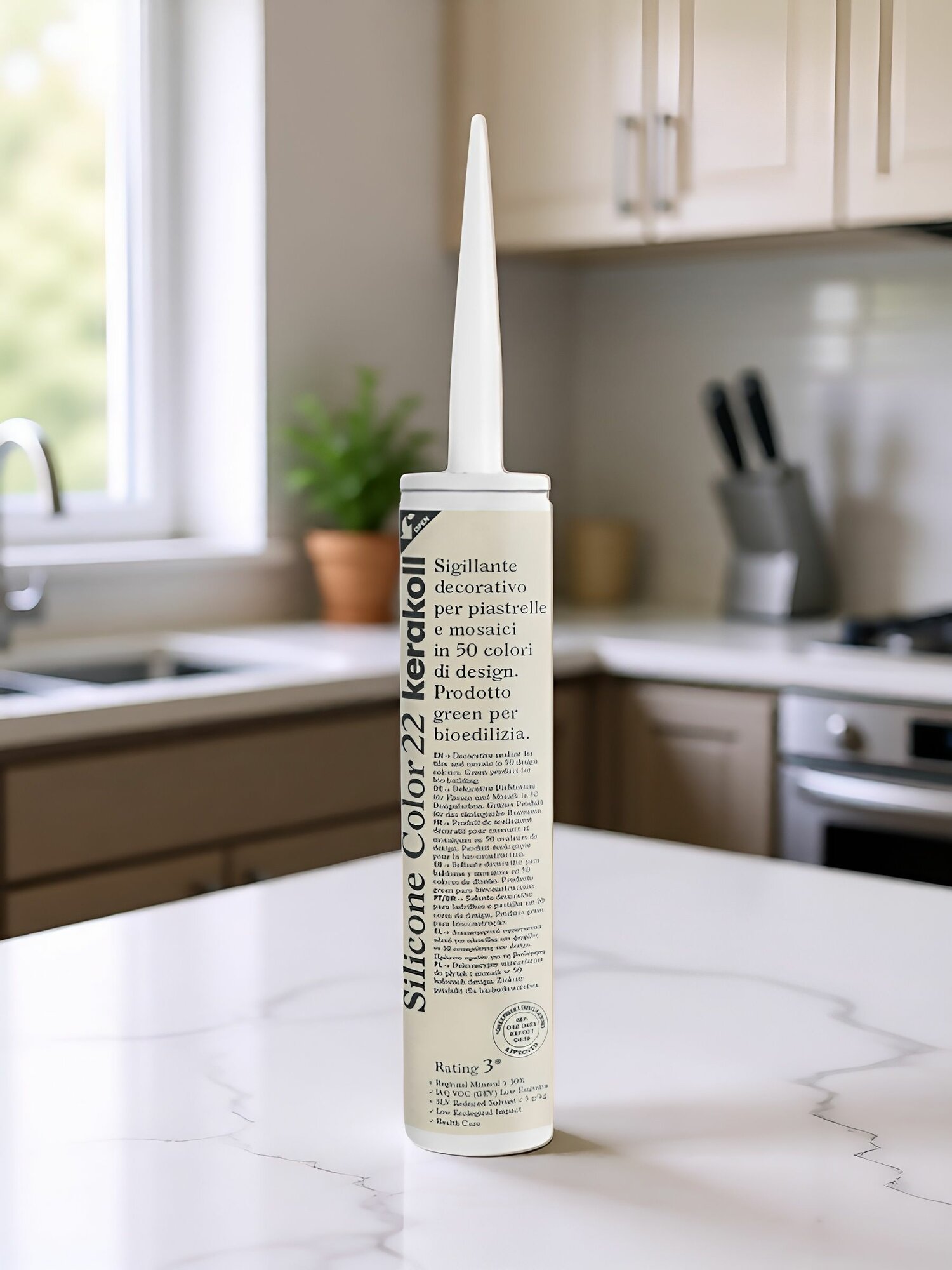 Декоративный клей-герметик Kerakoll Silicone Color №22 Желтовато-Белый 310 мл