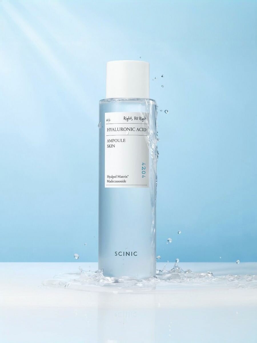 SCINIC Увлажняющий ампульный скин для лица с гиалуроновой кислотой HYALURONIC ACID AMPOULE SKIN, 150мл