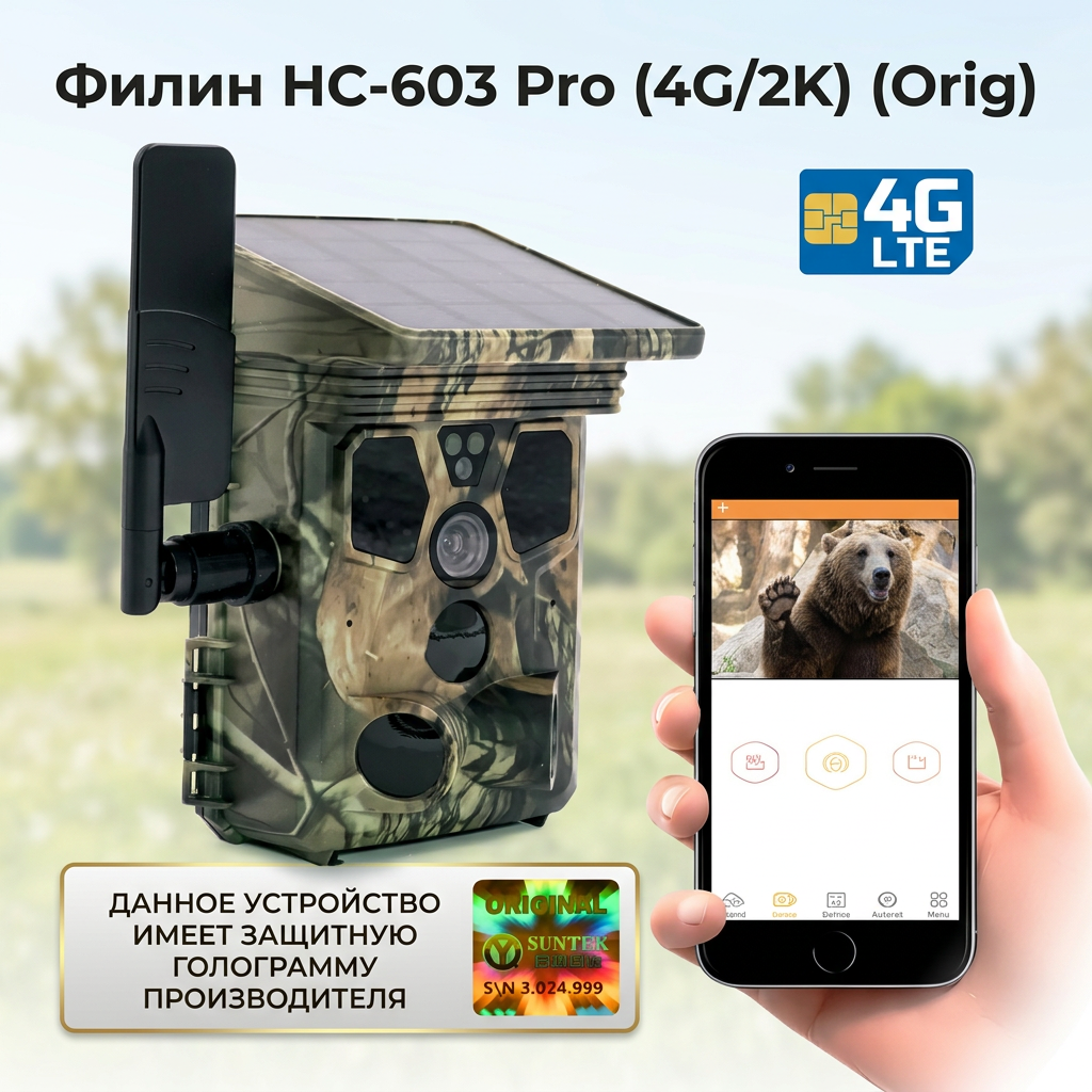 Уличная 2К/4G фотоловушка Филин HC-603 Pro с SIM картой 4G