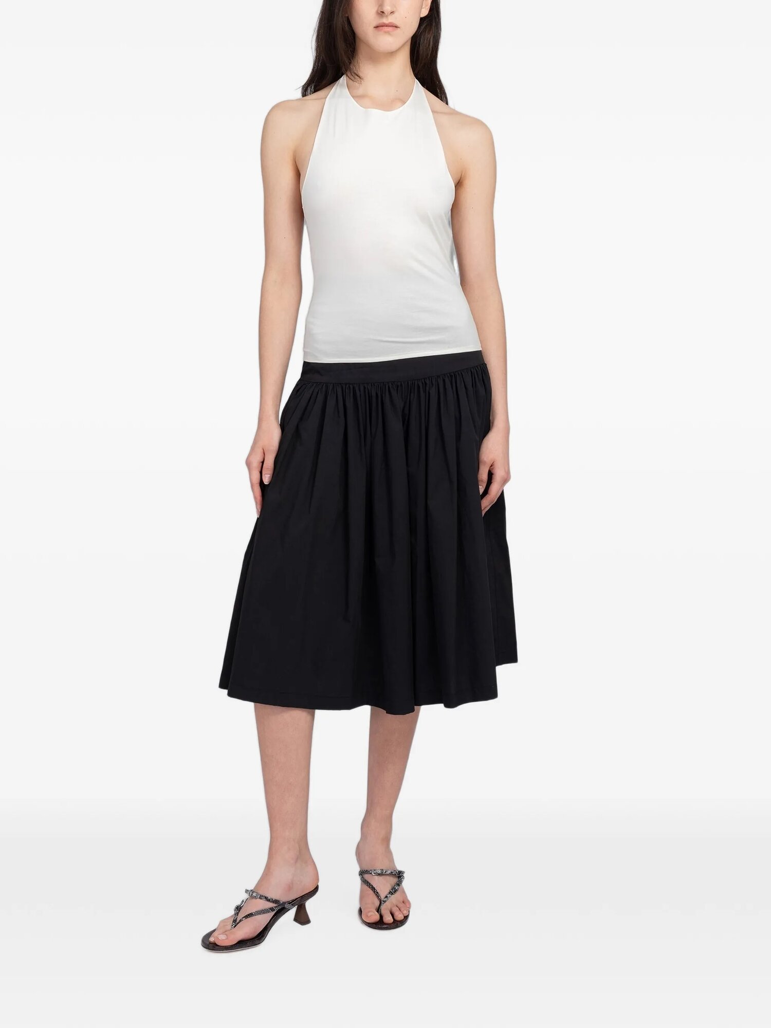 Топ AMOMENTO Halterneck jersey top, размер 40, бежевый/белый — фото 1