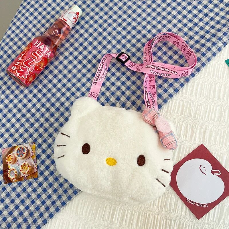 Плюшевая Сумка-кроссбоди Hello Kitty С Бантом: Милая И Модная Сумка Через Плечо В Стиле Белой Кошки Для Женщин, Девочек И Детей