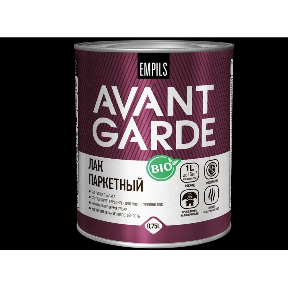 Паркетный лак Avantgarde высокой твердости, полуматовый, бесцветный, 0.75 л, 0.8 кг 75862 для защиты