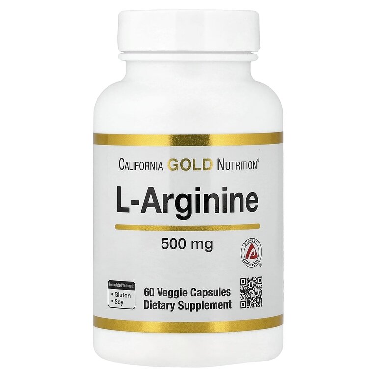 California Gold Nutrition, L-Arginine AjiPure, L-аргинин, 500 мг, 60 растительных капсул