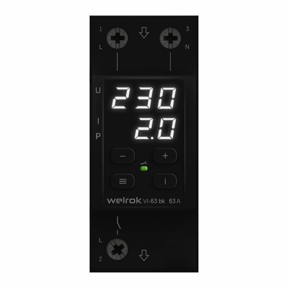 Реле напряжения c контролем тока Welrok VI-63 bk 4660251140656