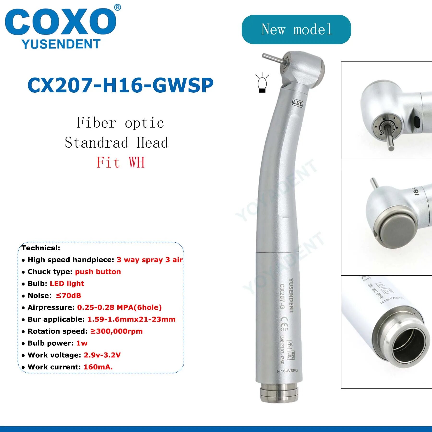 COXO Турбинная стоматологическая ручка CX207 CX207-GWSP