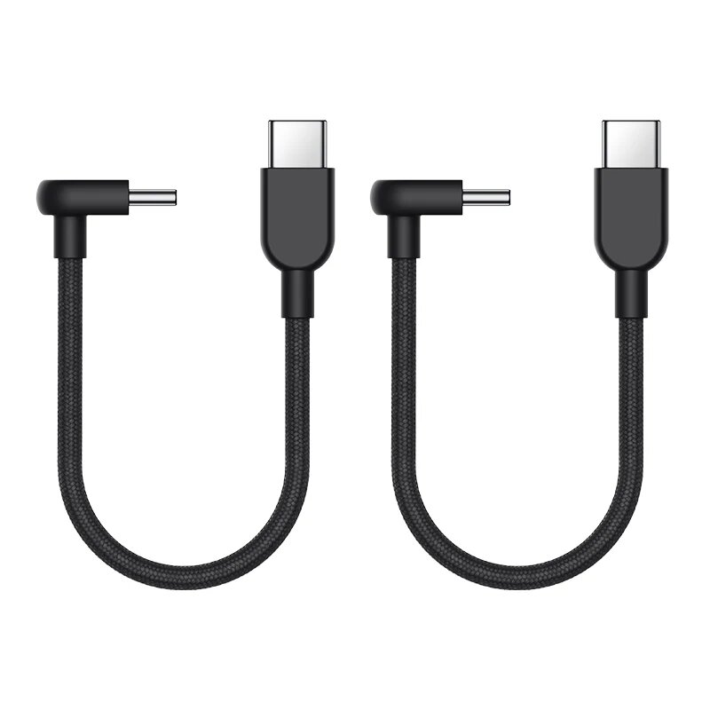 Кабель для передачи данных Xiaomi 3A, 10 см, USB-C к USB-C, угловой дизайн 90 градусов, Серый, 2PCS