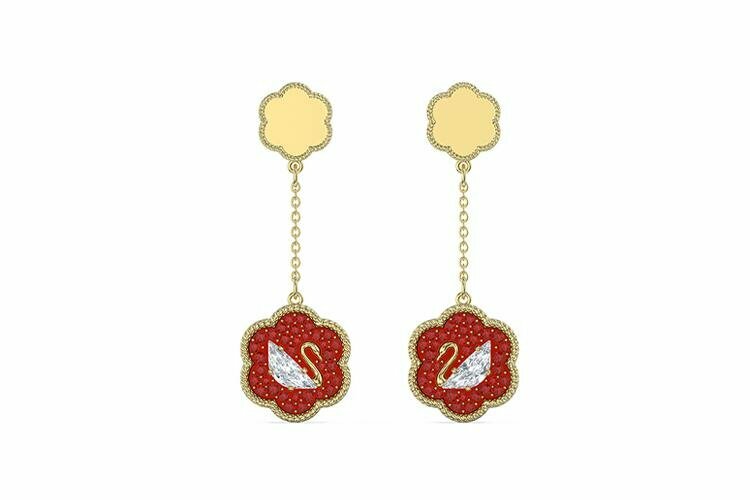 Серьги пусеты, кристаллы Swarovski