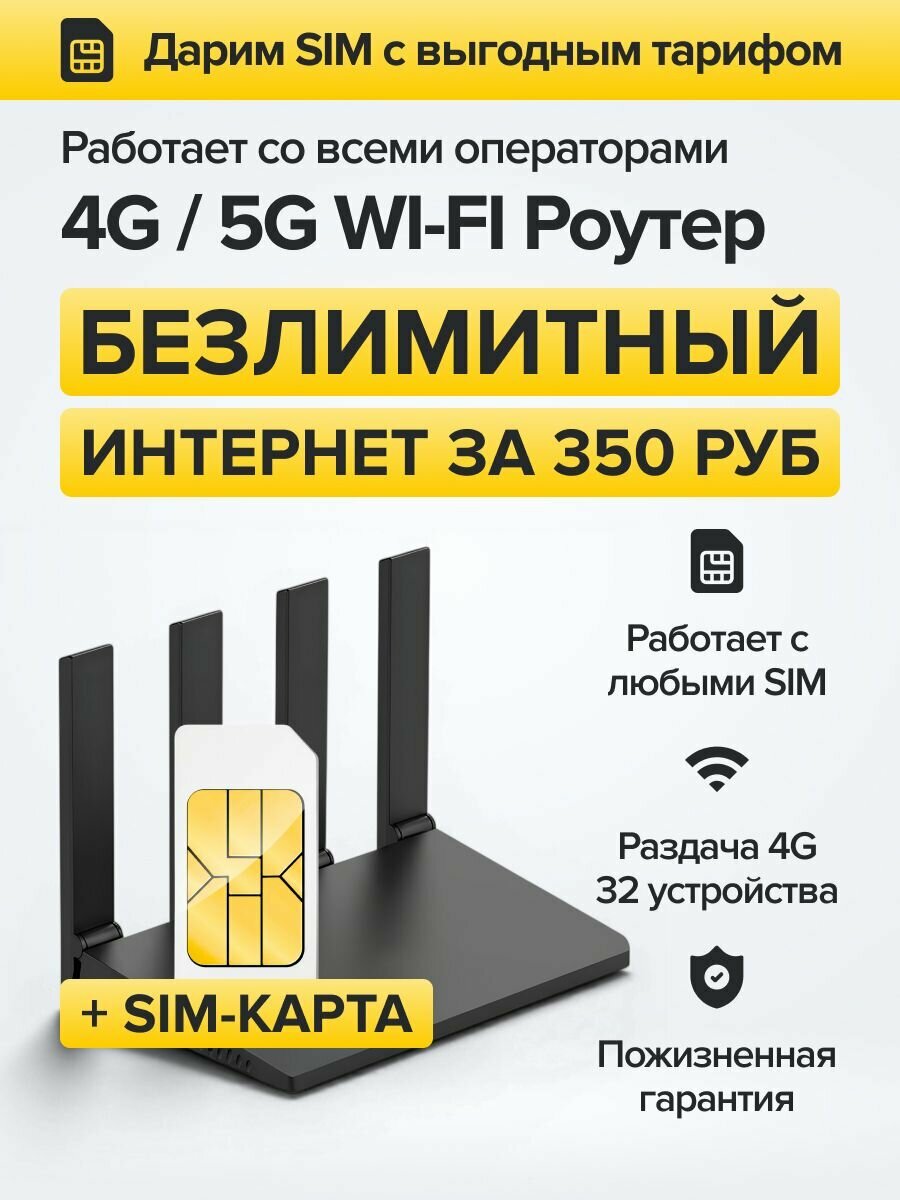 Роутер WiFi с сим картой 4G, вайфай модем (Р4), Набор Роутер