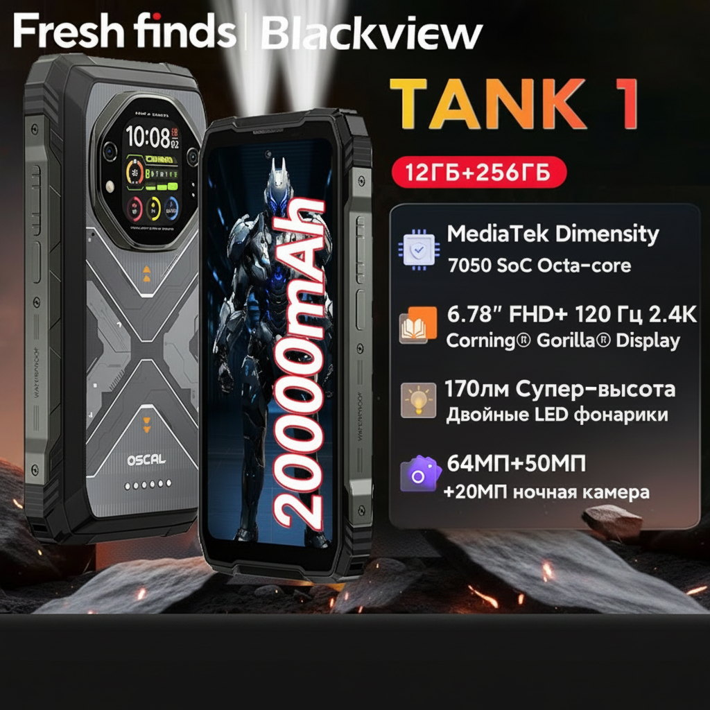 Смартфон Blackview Oscal Tank 1, 12/256ГБ