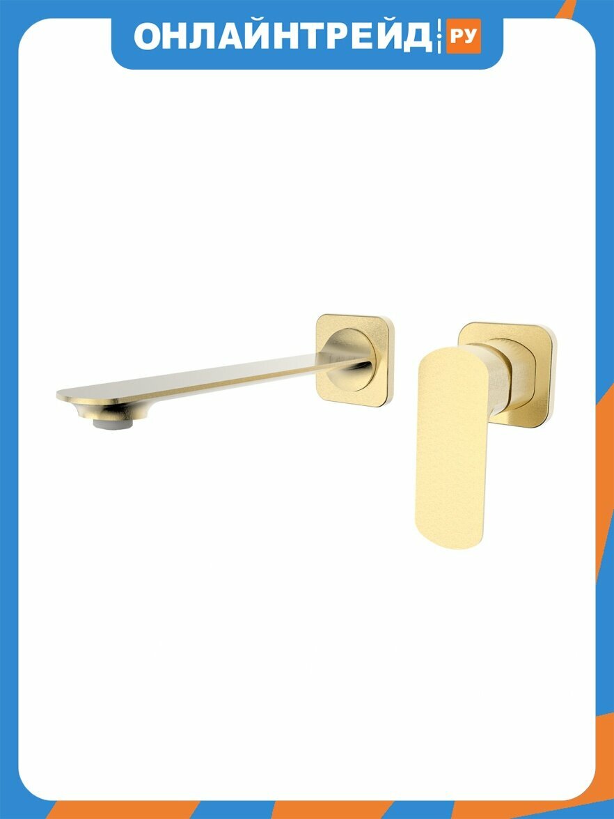 Смеситель для раковины Aquame AQM6315BG Monza настенный на 2 отв, внутр монтаж в компл, Brushed gold