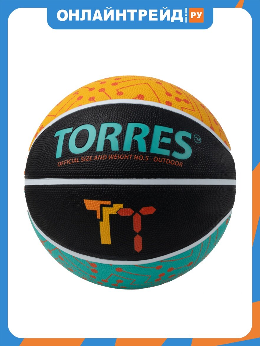 Мяч баскетбольный Torres TT, B023155, р.5, черный-мультиколор