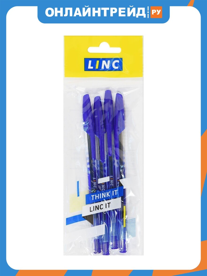Набор шариковых ручек Linc OFFIX синий 1 цв. 1 мм 4 шт кругл. корп.