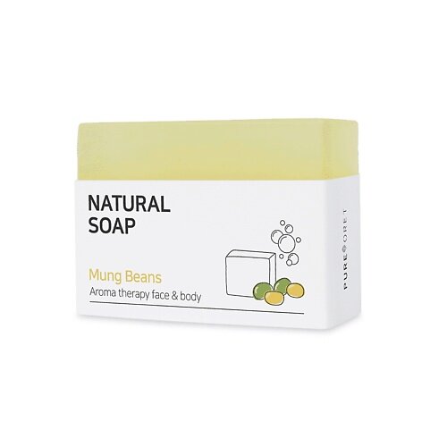 PUREFORET Мыло твёрдое с бобами мунг Natural Soap Mung Beans, 90 г