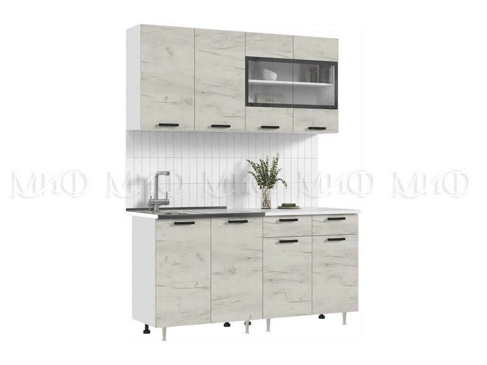 МИФ Кухня Рио NEW Дуб Крафт белый Столешница Кастилло темный 1600 1600 дуб крафт белый