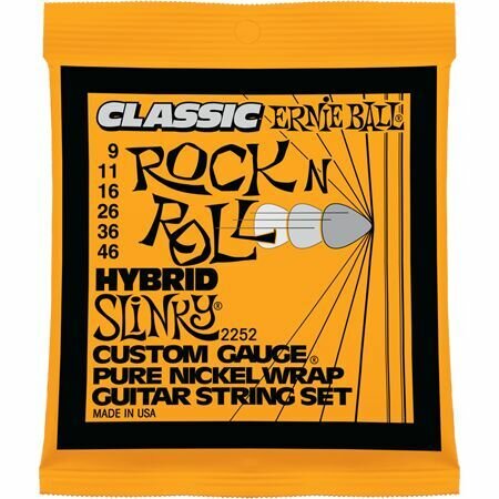 P02252 Pure Nickel Hybrid Slinky Комплект cтрун для электрогитары, никель, 9-46, Ernie Ball