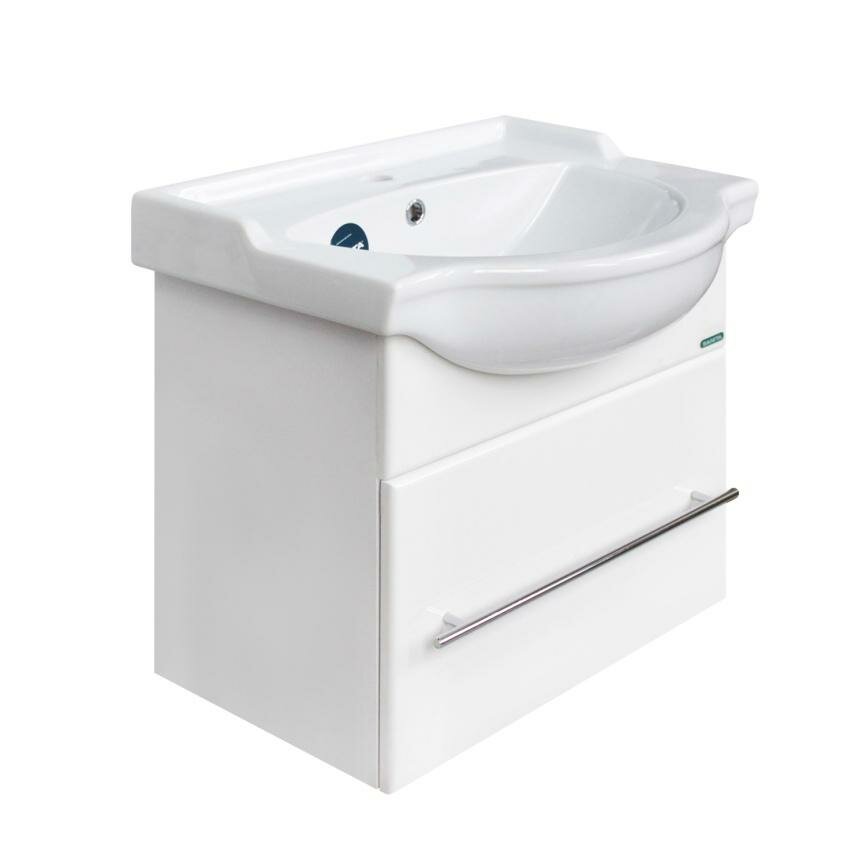 Тумба с раковиной Sanita Лидер 55 SET Лидер-01 Реал-56 подвесная цвет Белый