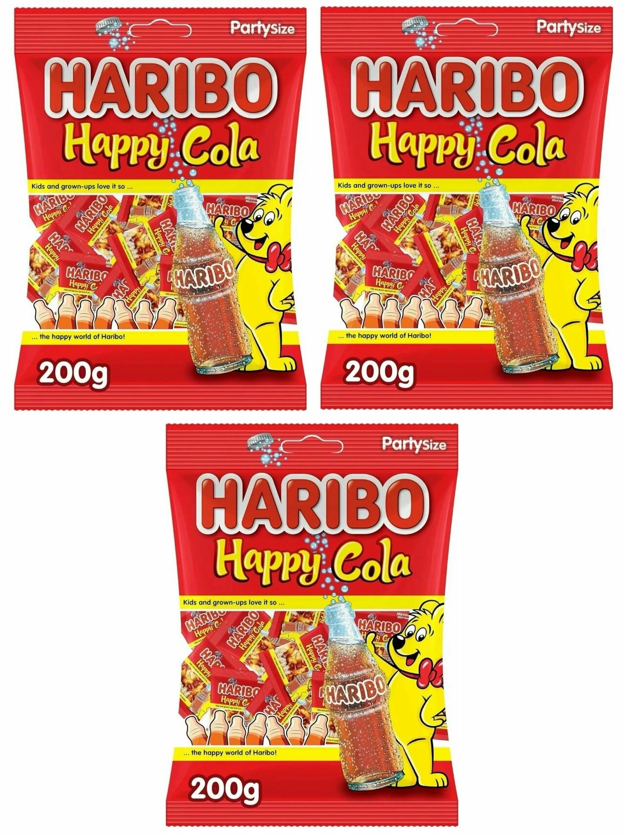Мармелад Haribo Happy Cola (мини пакеты), 3шт 200г