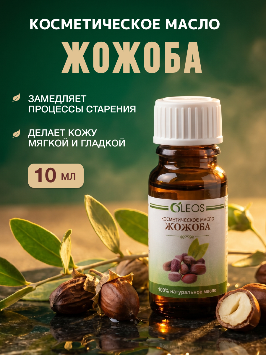 Косметическое масло Жожоба для блеска волос натуральное, 10 мл