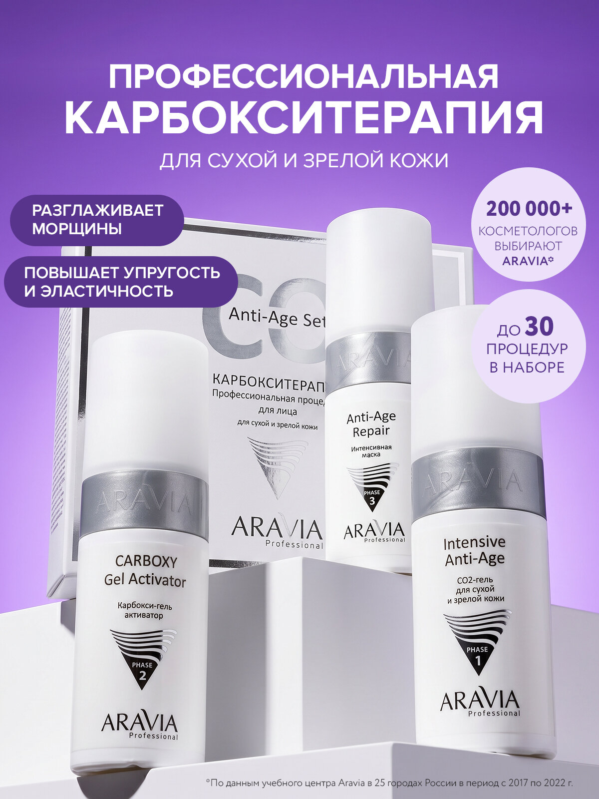 ARAVIA Набор для ухода антивозрастной пилинг для лица от отеков Anti-Age Set Карбокситерапия