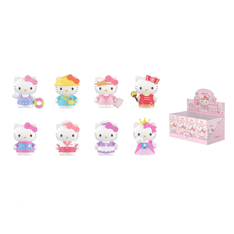 Wolf Bowang X Hello Kitty Платье Вверх Журнал Коллекция Орнамент Hello Kitty Прозрачная Коробка Слепые Коробки