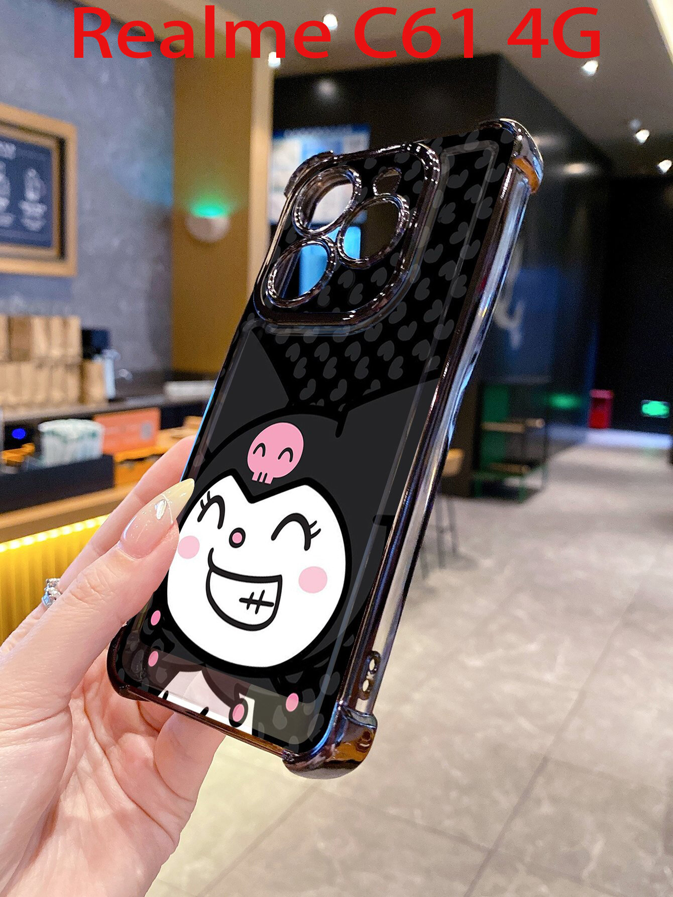 Мягкий чехол с покрытием для Realme C61 с милой улыбкой Куроми и Мелоди.