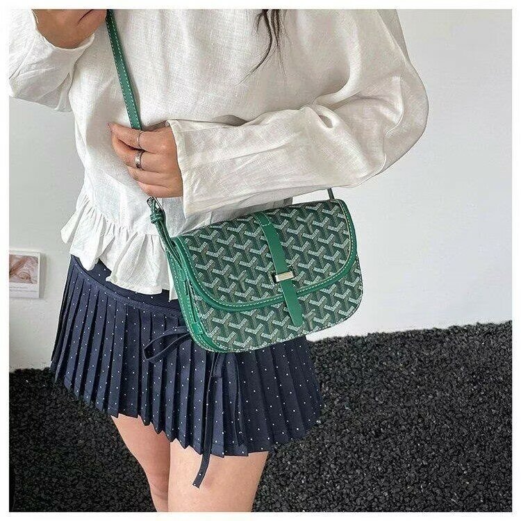 Классическая сумка-мессенджер Goyard, сумка-седло из кожи с узором личи, женская сумка через плечо с принтом, новая модель.