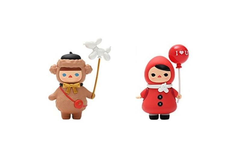 POP MART PUCKY Воздушные шарики Малышка Т blind box, Confirmed-Teddy Puppy+Red Hat (Open)
