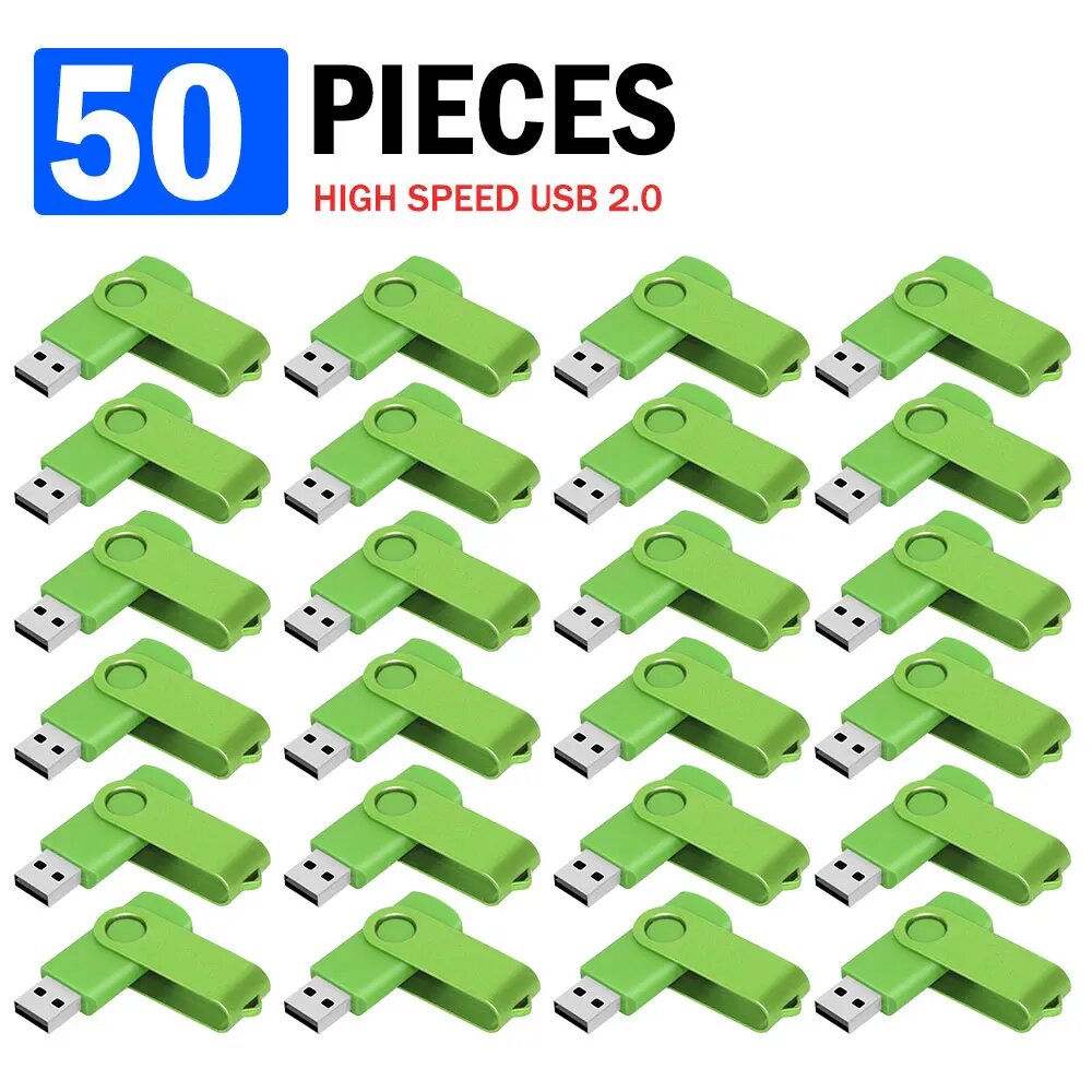 USB-флешки KFHIREW, 4/8/32/64 ГБ, USB 2.0 Зеленый, 2 ГБ, Green X50pcs