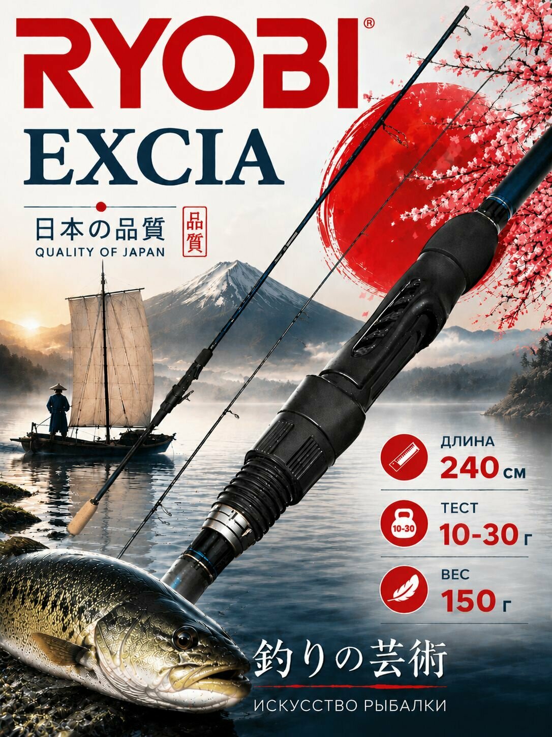 Спиннинг RYOBI EXCIA штекерный 2,40m 10-30g IM9