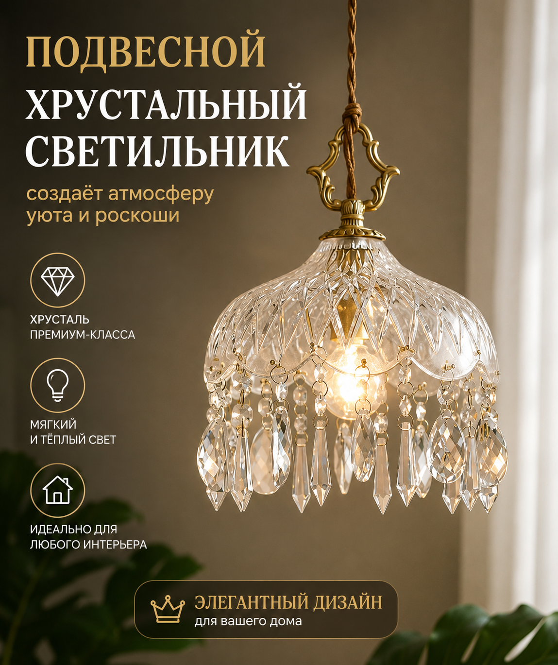 Полностью медная винтажная хрустальная люстра, Маленькая светодиодная люстра из французского ретро-хрусталя