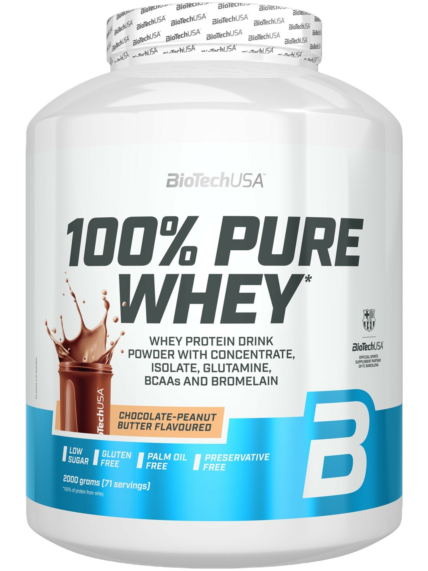 Сывороточный протеин BioTechUSA 100% Pure Whey 2000 г, Шоколад-арахисовая паста