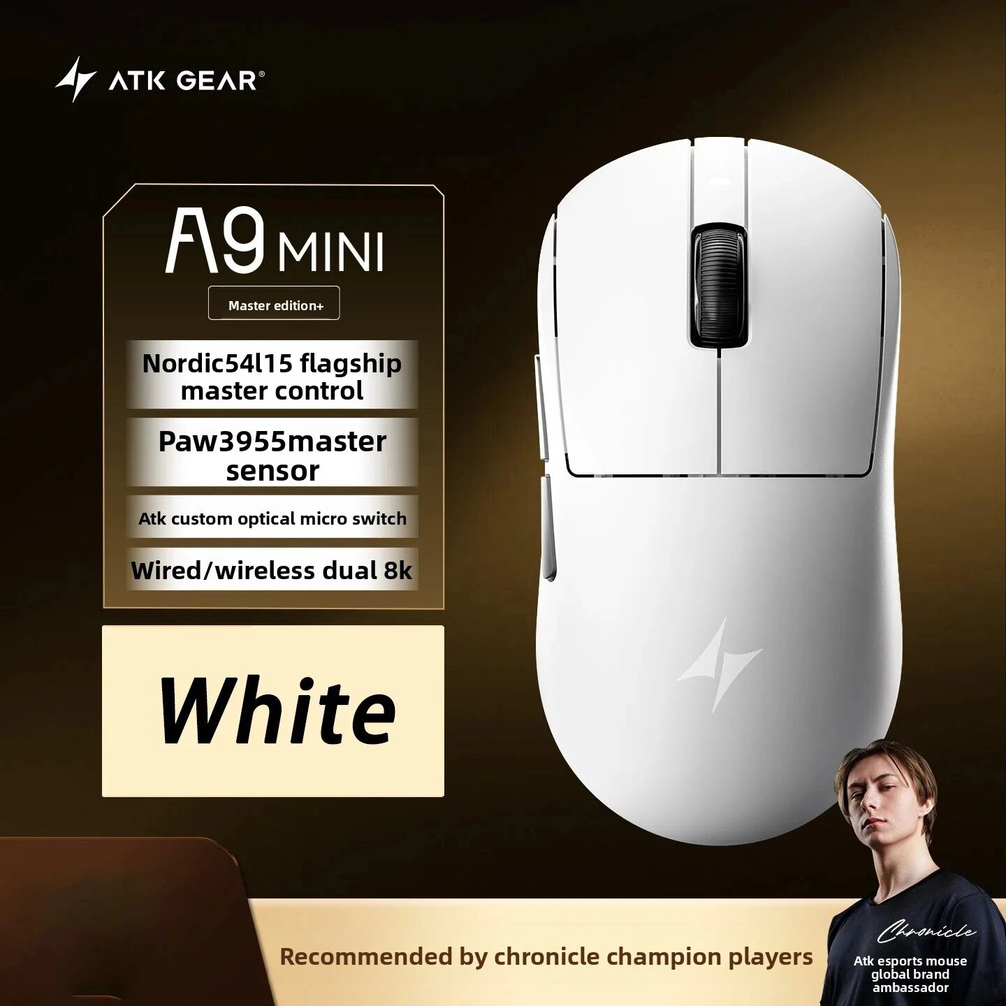Беспроводная мышь ATK Gear A9 Mini White