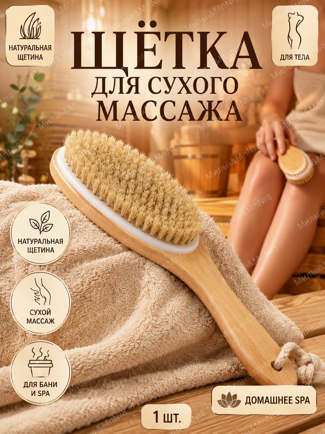 Щетка для сухого массажа вепрь (кабан)