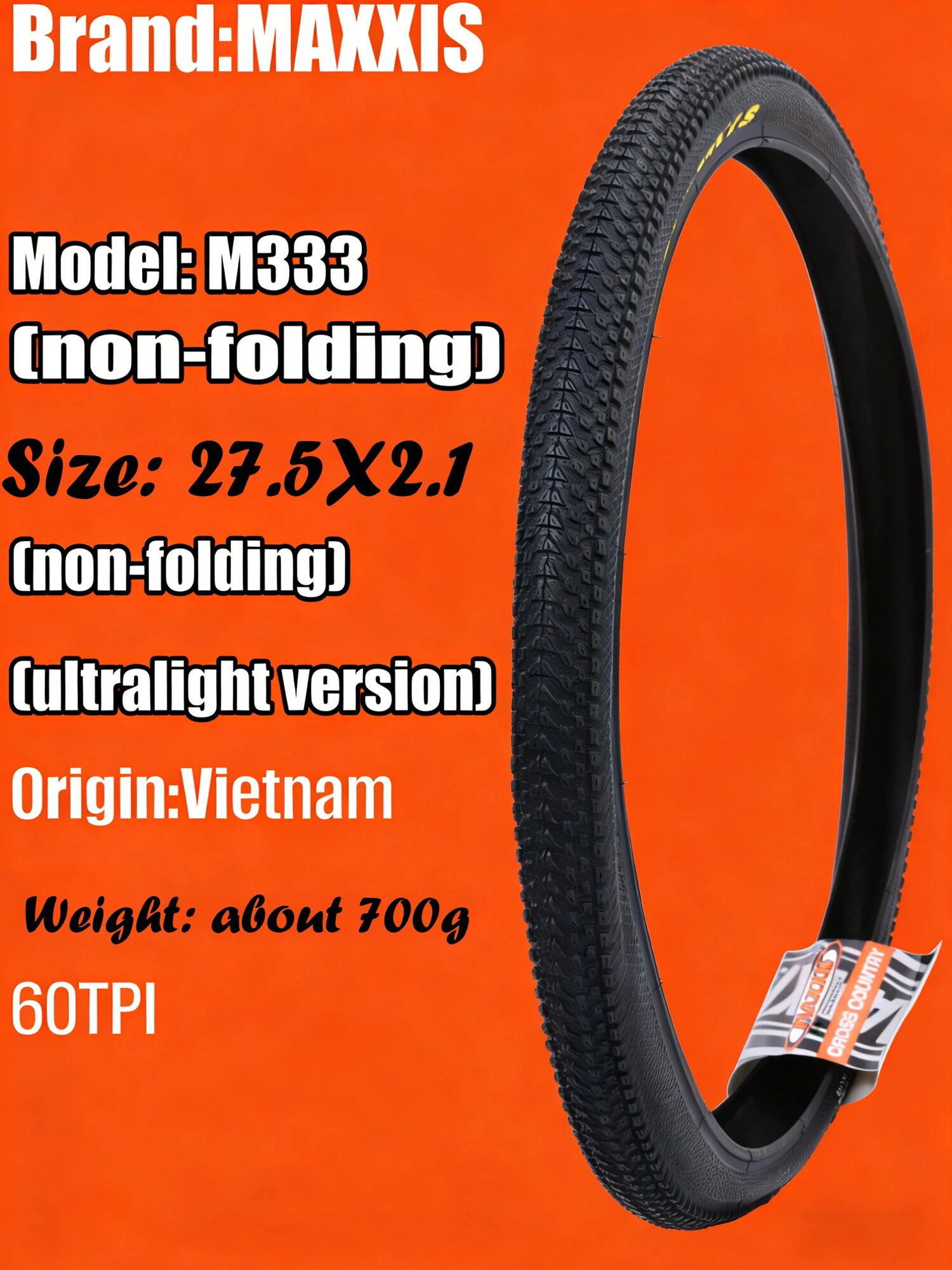 Maxxis M333 PACE MTB Шины для горных велосипедов 27.5X2.1 WIRE