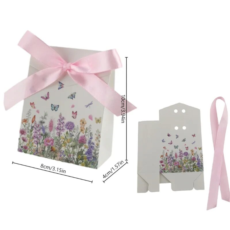 Подарочные коробки WEHRPARTY с цветочным принтом 10/20 шт. Розовый, Pink, 10pcs
