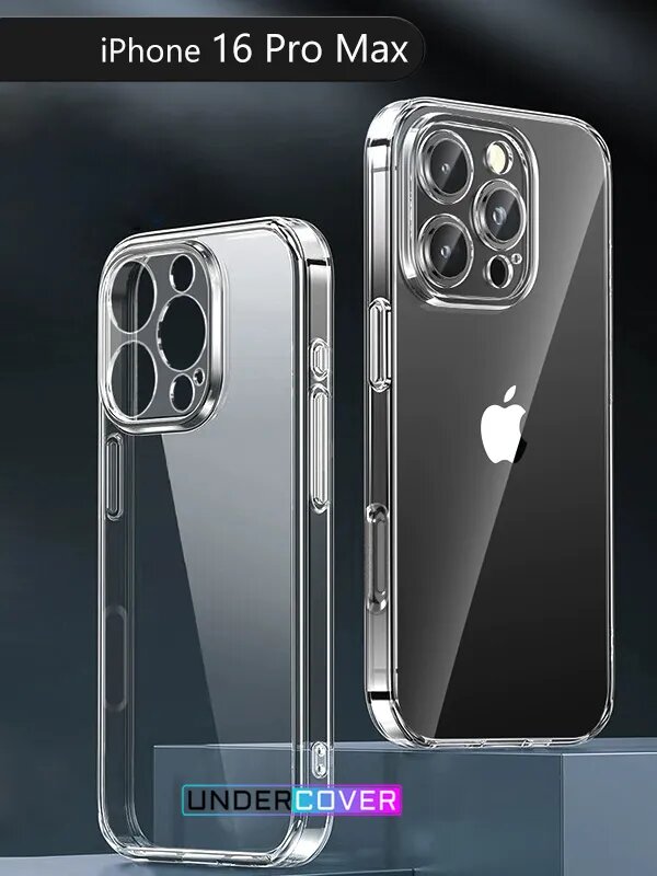 Силиконовый чехол для iPhone 16 Pro Max / Прозрачный чехол на айфон 16 Про Макс с защитой камеры