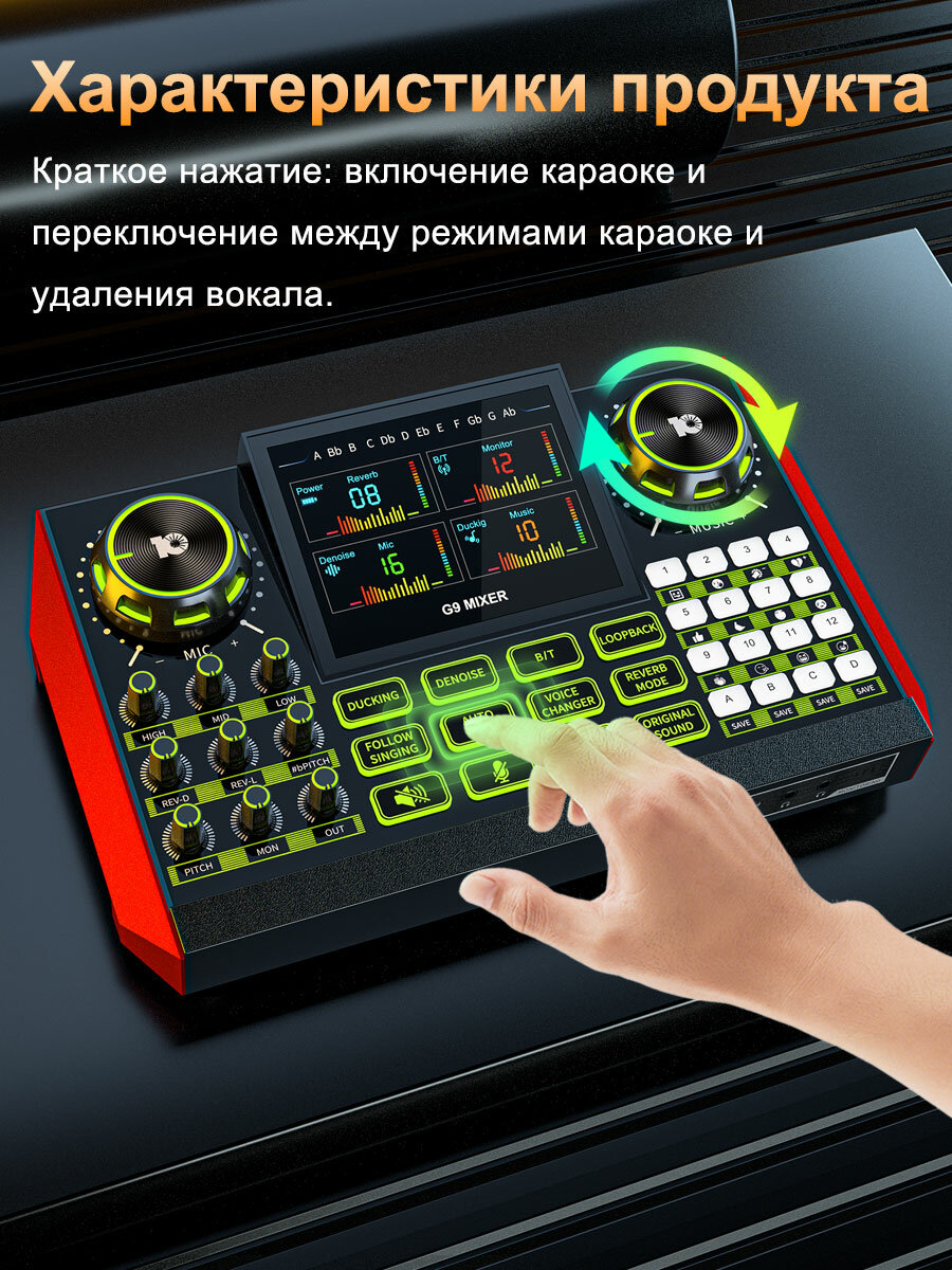 Микшер с общим мониторингом, функцией подпевания и отдельной регулировкой реверберации