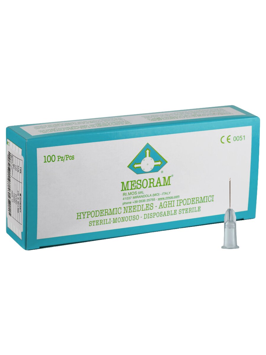 Иглы для мезотерапии 27G 0,4 х 6 mm MESORAM HYPODERMIC NEEDLES - AGHI IPODERMICI, 100 шт