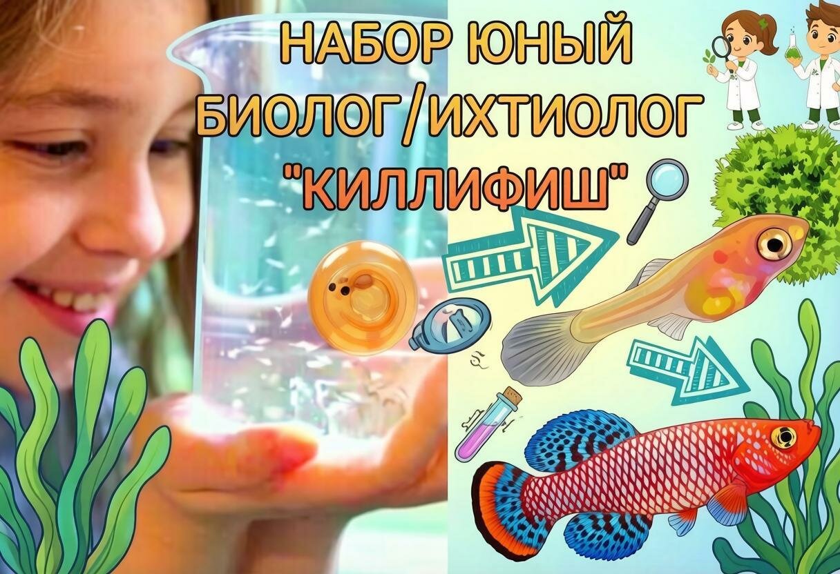 Набор Юный биолог/ихтиолог икра киллифиш Живые биологические опыты аквариумистики