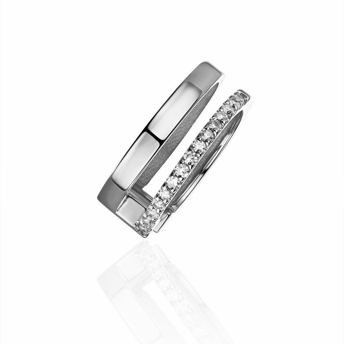 Серьги каффы, белое золото, 585 проба, бриллиант
