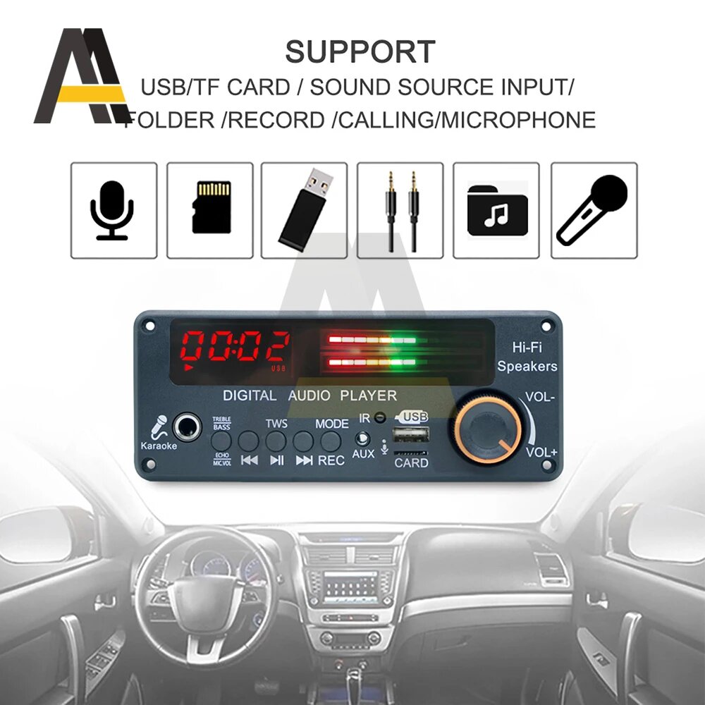 Aideepen MP3-декодер Bluetooth 12В, Цвет: B — фото 1