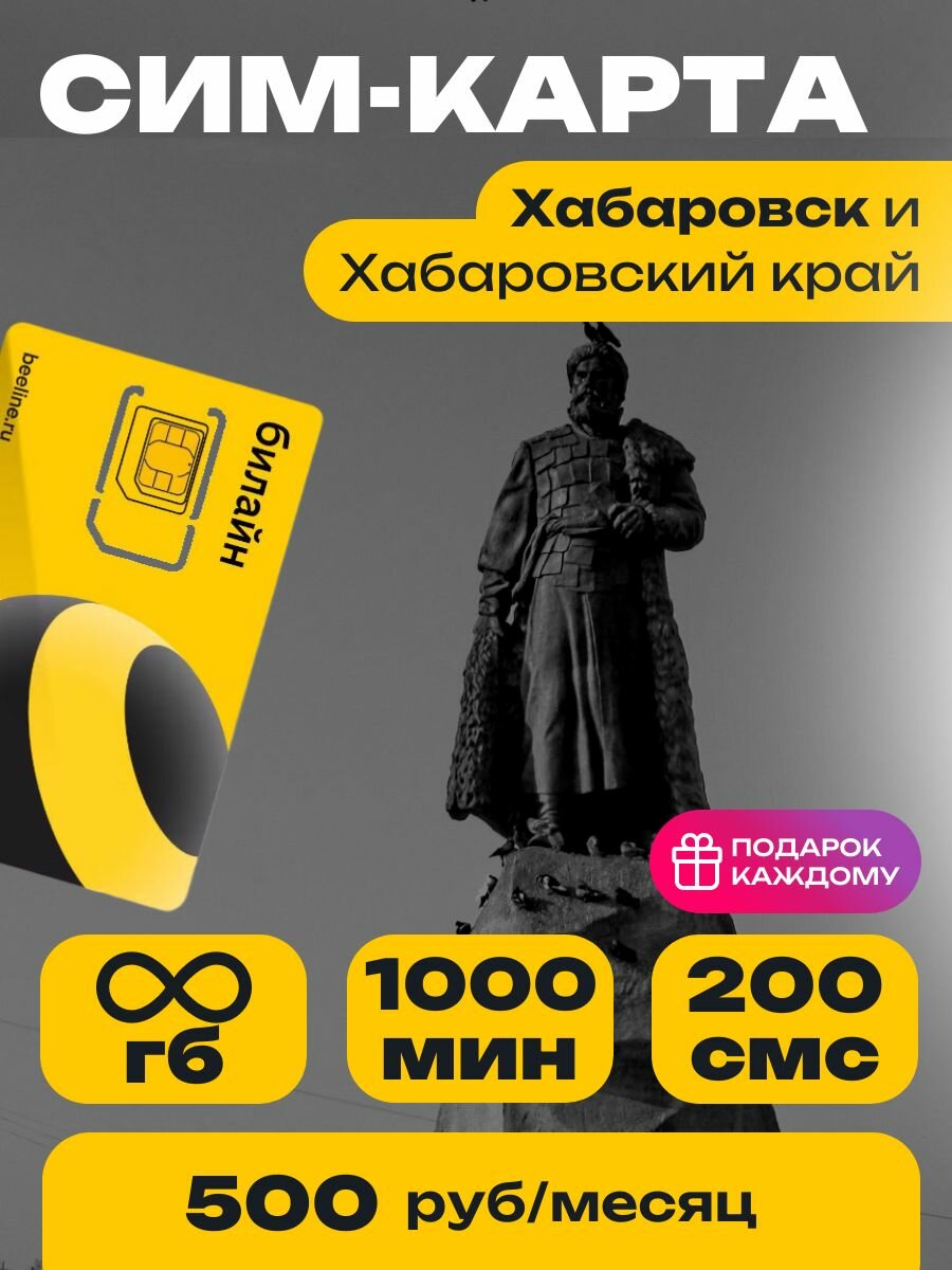 Сим-карта Билайн тариф Эксклюзивный Онлайн Хабаровский край Безлимитный интернет и 1000 минут за 500 руб.