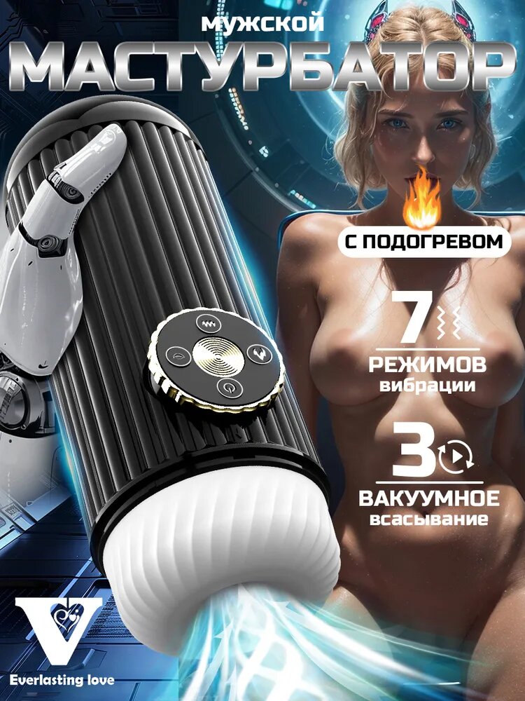 Мастурбатор автоматический 18+ , мастурбатор для мужчин, черный,23см