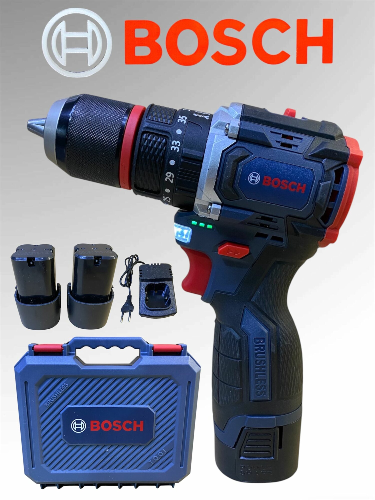 Шуруповерт BOSCH ударный бесщеточный 18 вольт 3 аккумулятор в комплекте