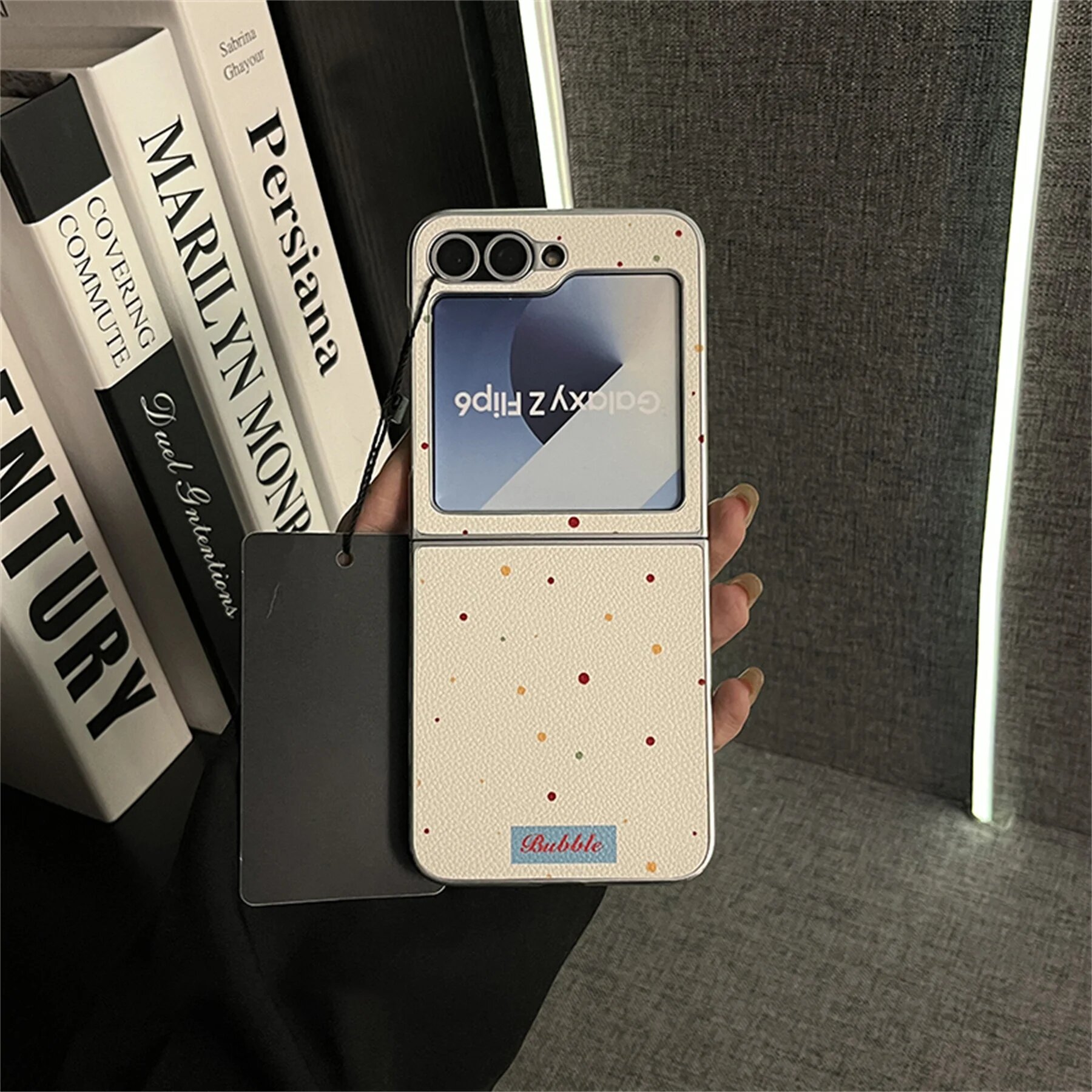 Новый корейский серебристый кожаный цветной волнистый чехол для телефона Galaxy Z Flip 6 Z Flip 5 Z Flip 4, противоударный чехол на заднюю панель Funda